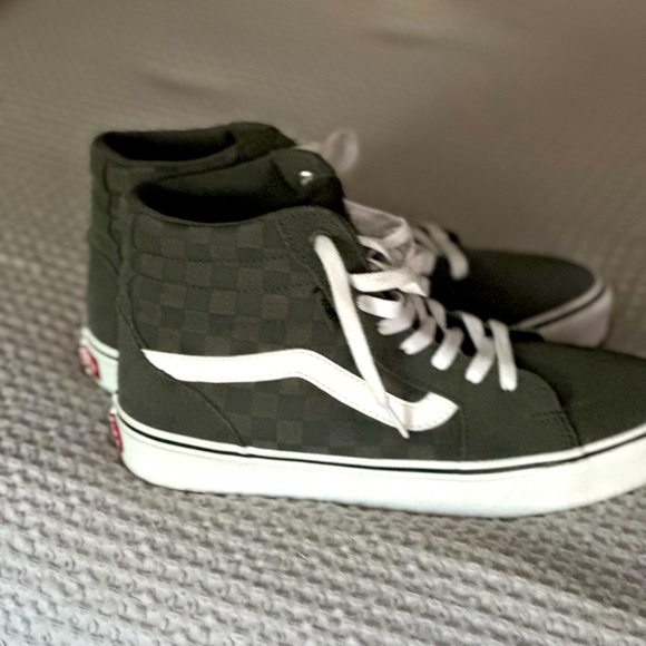 Vans | Shoes | Vans High Top Grey With Checkerboard | Poshmark